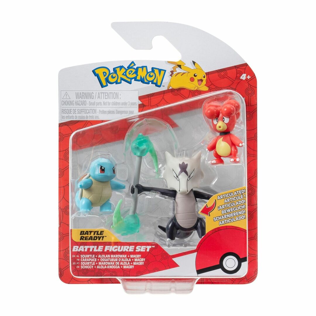 Figúrka Pokémon Battle Figure Set 3-pack MAGBY, SQUIRTLE, ALOLAN ...